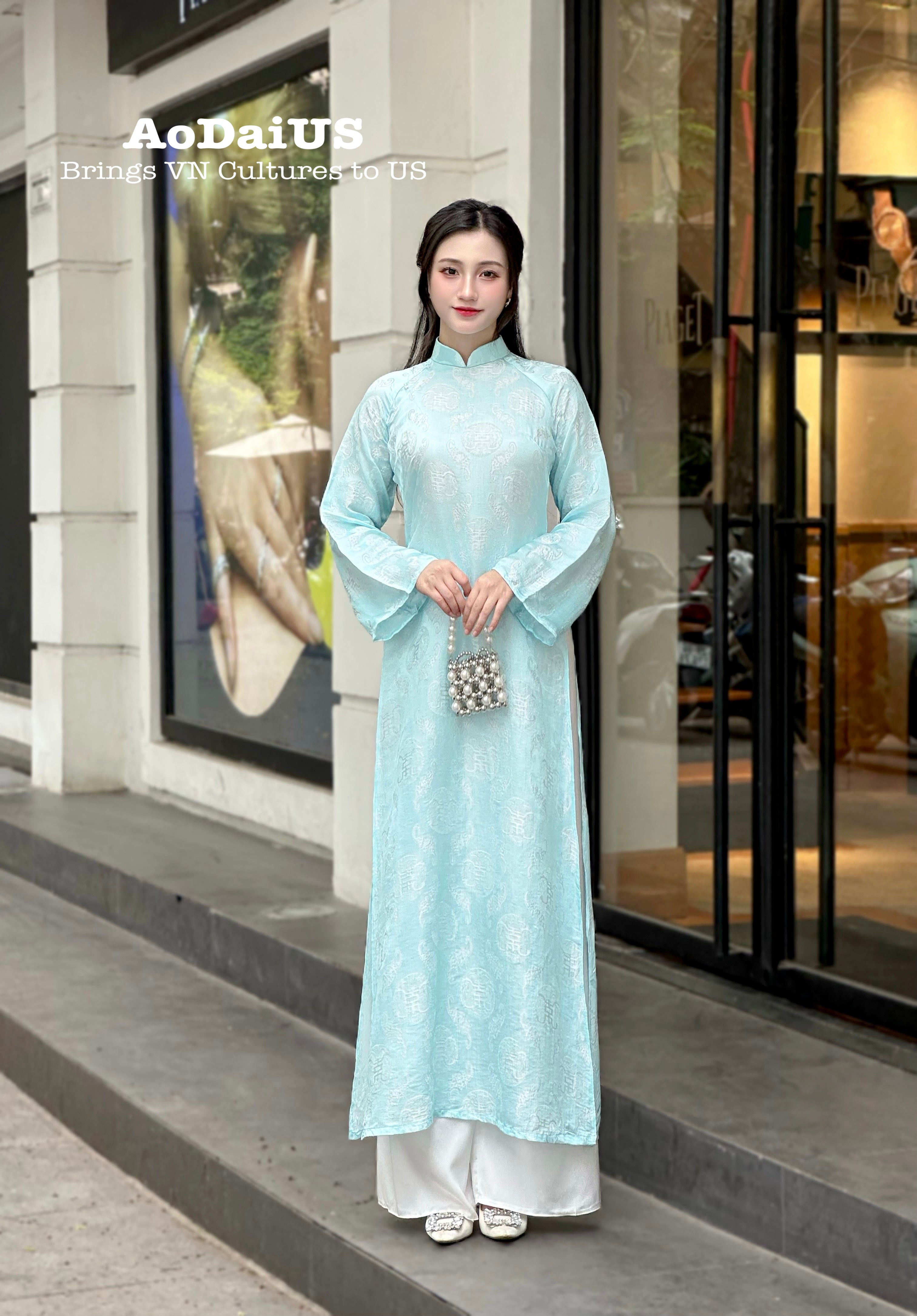 Blue Natural Mulberry Silk Ao Dai | Traditional Vietnamese Ao Dai | No ...