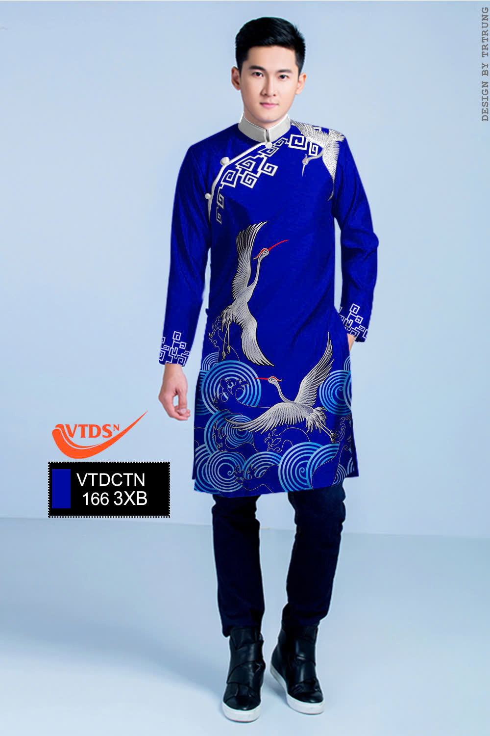 Crane Printed Ao Dai For Men | Traditional Ao Dai For Men | Men Dress ...
