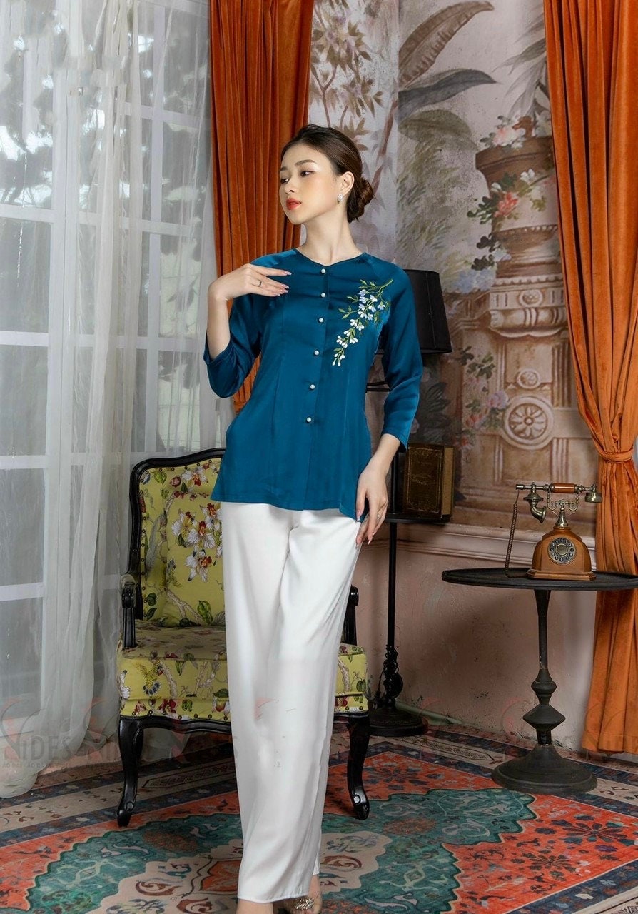 Vietnamese Silk Ensemble | Áo Bà Ba No Pants – Ao Dai US
